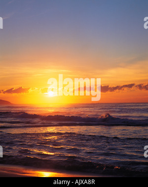Sea beach sunrise, ocean sunset landscape, paradise tropical island ...