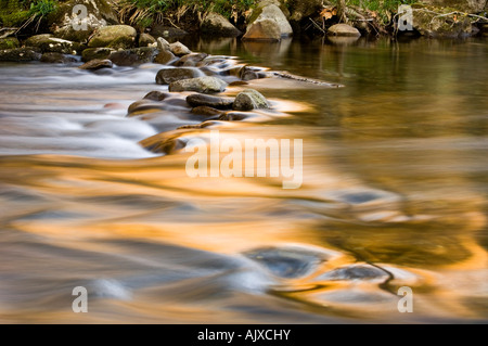 Evening light reflections in rapids of Little River, Great Smoky ...