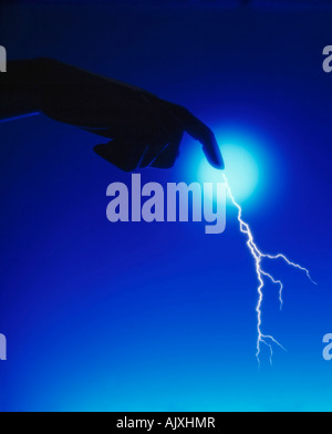 Hand with a lightning bolt Stock Photo - Alamy