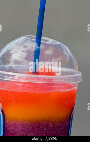 Orange Frozen Slush Drink in Plastic Cup Isolated on White Background ...