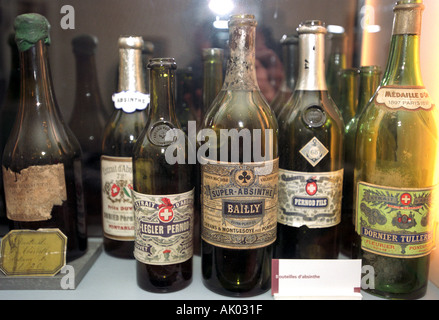 Absinthe display at the Museum of Absinthe in Pontarlier in the French ...