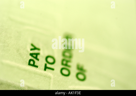 Check cheque partial horizontal Stock Photo - Alamy