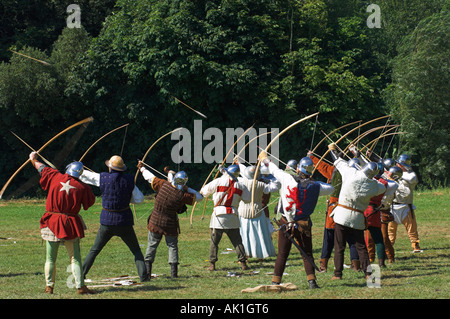 Medieval longbow archers reenacting the siege of Berkeley Castle with ...