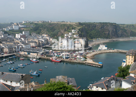 view of the fishing port of Luarca in Asturias, Spain on August 10 ...