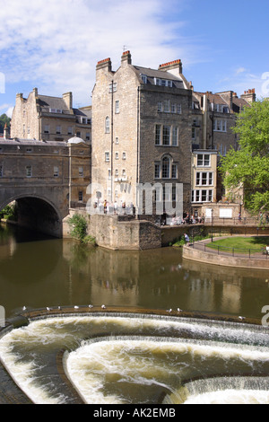 England, Somerset, Bath, Pultney Bridge and River Avon at Night Stock ...