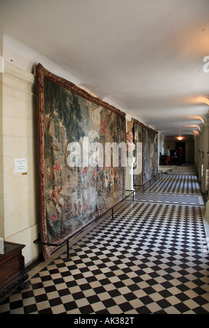 The interior of Château d'Ussé, a historic French castle, is known for ...