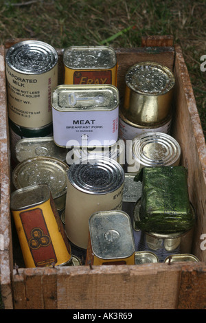 World War two British, tins of rationed food: Milk and eggs 1941 Stock ...