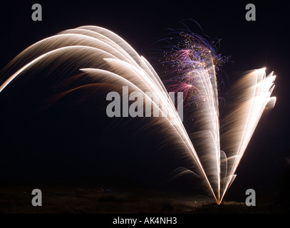 Ground based arches of white fireworks Stock Photo - Alamy