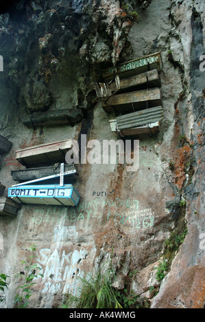 Traditional hanging coffins in Sagada, Mountain Province, Philippines ...