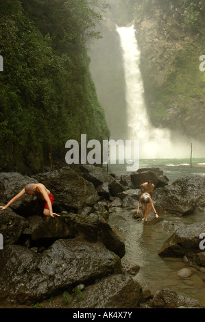 Waterfall near Batad famous for Rice Terraces in the Philippines Stock ...