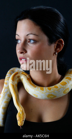 Woman with Indian Python Stock Photo - Alamy