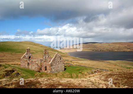 Sandwood loch and cottage, Sandwood Bay Scotland, which can only be ...