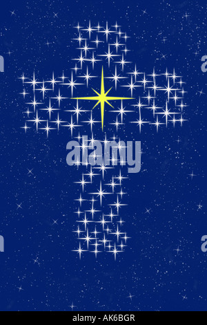 a large cross made up of stars in the night sky Stock Photo - Alamy