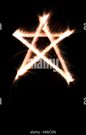 Pentagram symbol, five pointed star, Satanism, green hexagon Stock ...