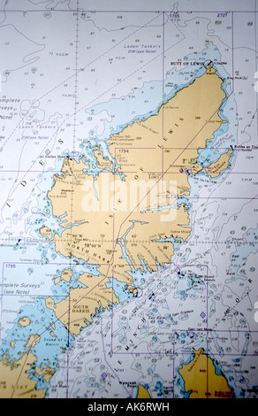 Nautical map of the Scottish Hebridean Isles with navigational ...