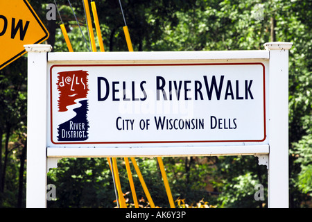 Wisconsin Dells Riverwalk sign Stock Photo - Alamy