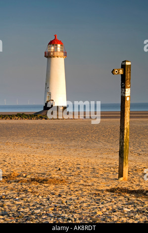 Signpost on Talacre Beach, Wales Stock Photo - Alamy