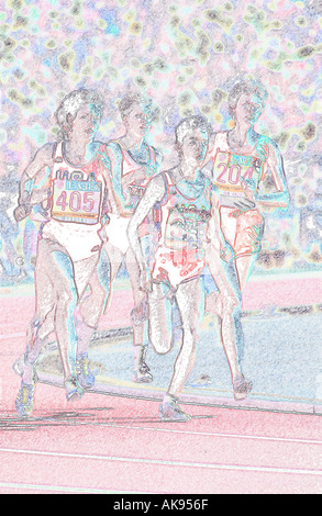 Middle Distance Race During Track and Field Event, Female Athletes on ...