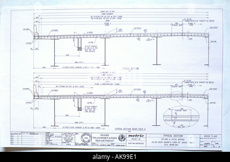 Blueprint drawing of highway bridge Stock Photo - Alamy