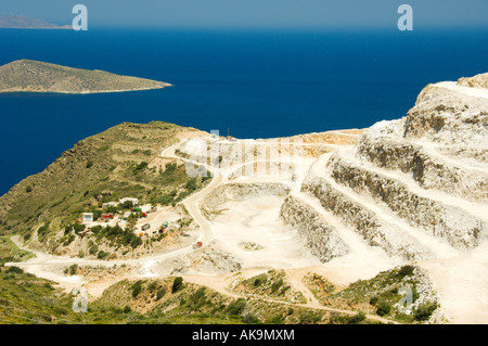 An open terraced mine site along the Mirambelou gulf in eastern Crete ...