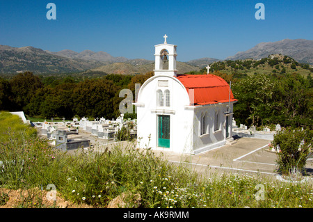 A small white church on the Lasithi Plateau in eastern Crete Greece ...