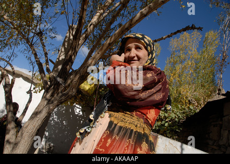 Kurdish villager in traditional clothing. Hakkari town near the Turkish ...