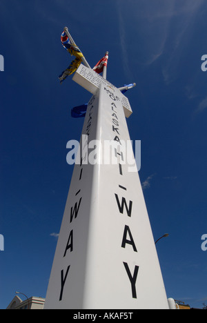 Mile Zero Post in downtown Dawson Creek British Columbia B C Canada ...