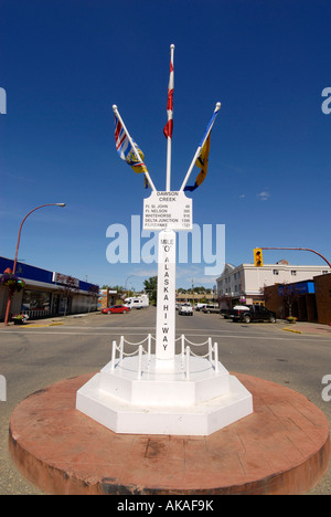 Mile Zero Post in downtown Dawson Creek British Columbia B C Canada ...
