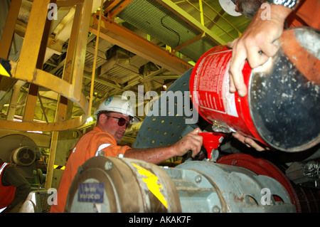 worker lubricating bearings electric motor mining dragline Central ...