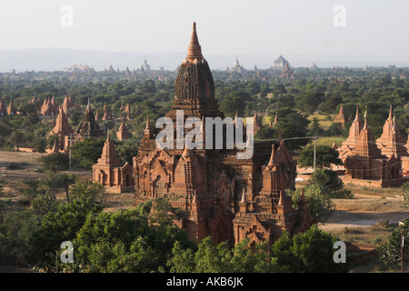 Myanmar Bagan Pwasaw View of ancient Temples from Dhammayazika Paya ...