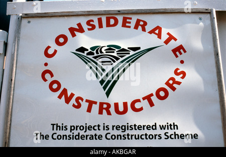 Considerate constructors sign on construction site development security ...