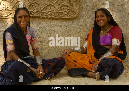 Rabari women wearing their everyday dress and jewellery. Rabari is a ...