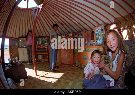 Mongolian girl inside a traditional ger, Mongolia Stock Photo, Royalty ...