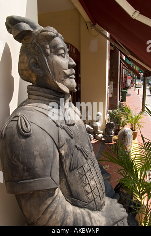 Stone statue of a Chinese warrior, guardian, Wat Phra Kaew, Temple of ...