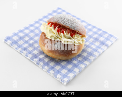 A Devon split bun traditional teatime editorial food Stock Photo - Alamy