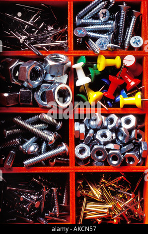 Sorted screws,nuts and bolts in a Vietnamese street hardware store ...