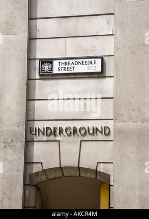 Street sign for Threadneedle Street, EC2, City of London, England Stock ...