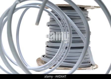 Grey Coiled 1.5mm electric cable Stock Photo - Alamy