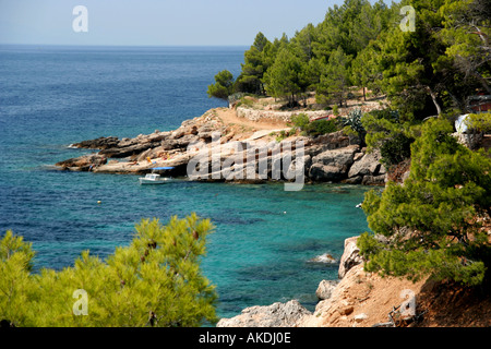 A spectacular bay near camping site in Jagodna village on Hvar Island ...