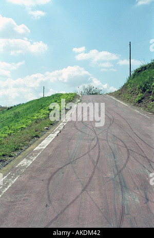 bike skid marks on cycle path Stock Photo - Alamy