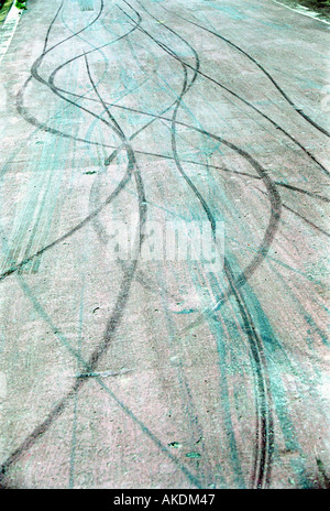 bike skid marks on cycle path Stock Photo - Alamy