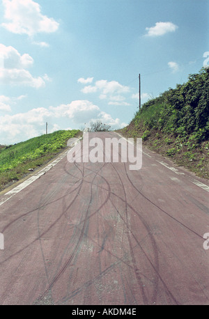 bike skid marks on cycle path Stock Photo - Alamy