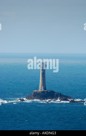 Longships Lighthouse with helipad situated off the coast of Land's End ...