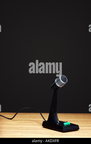 Old Black microphone in conference room Stock Photo - Alamy