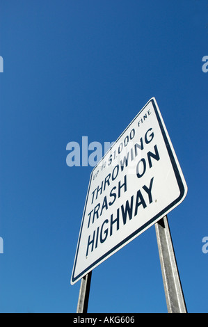 Freeway and road signs on the shoulder of the roadway bed Stock Photo ...
