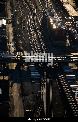 Aerial view of railroad overpass Stock Photo - Alamy