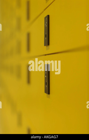 yellow lock boxes very shallow DOF Stock Photo - Alamy