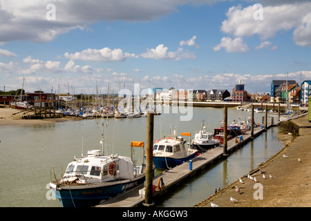 A view of the river Arun with fishing and sailing boats on moorings at ...