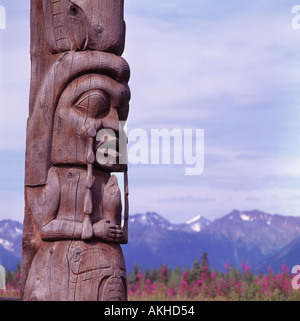 Canada, British Columbia, Kispiox. Gitxsan and Wet'suwet'en tribe totem ...