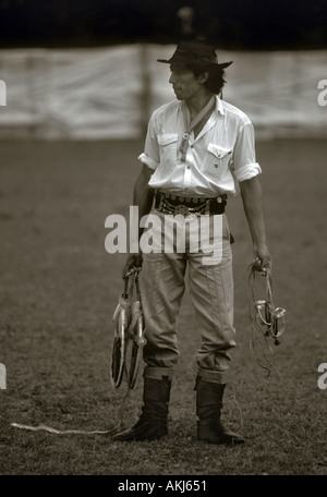 Argentine gaucho ready for his mount at a rodeo Stock Photo - Alamy